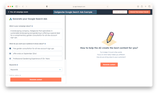 How to Create Google Search Ads Using Campaign Assistant by HubSpot
